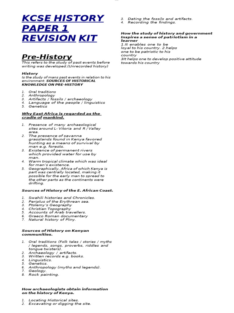 Kcse History Paper 1 Topical Revision Questions and Answers | PDF | Kenya