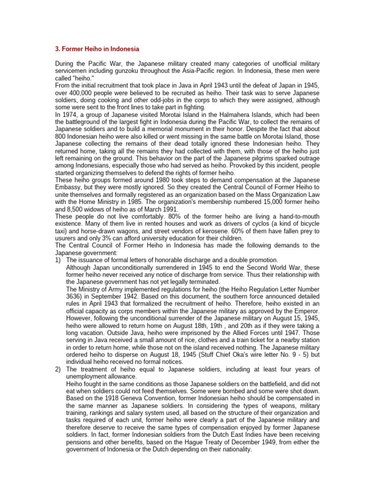 Former Indonesian Heiho | PDF