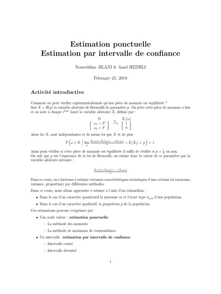 Cours Estimation Ponctuelle Et Intervalle de Confiance | PDF