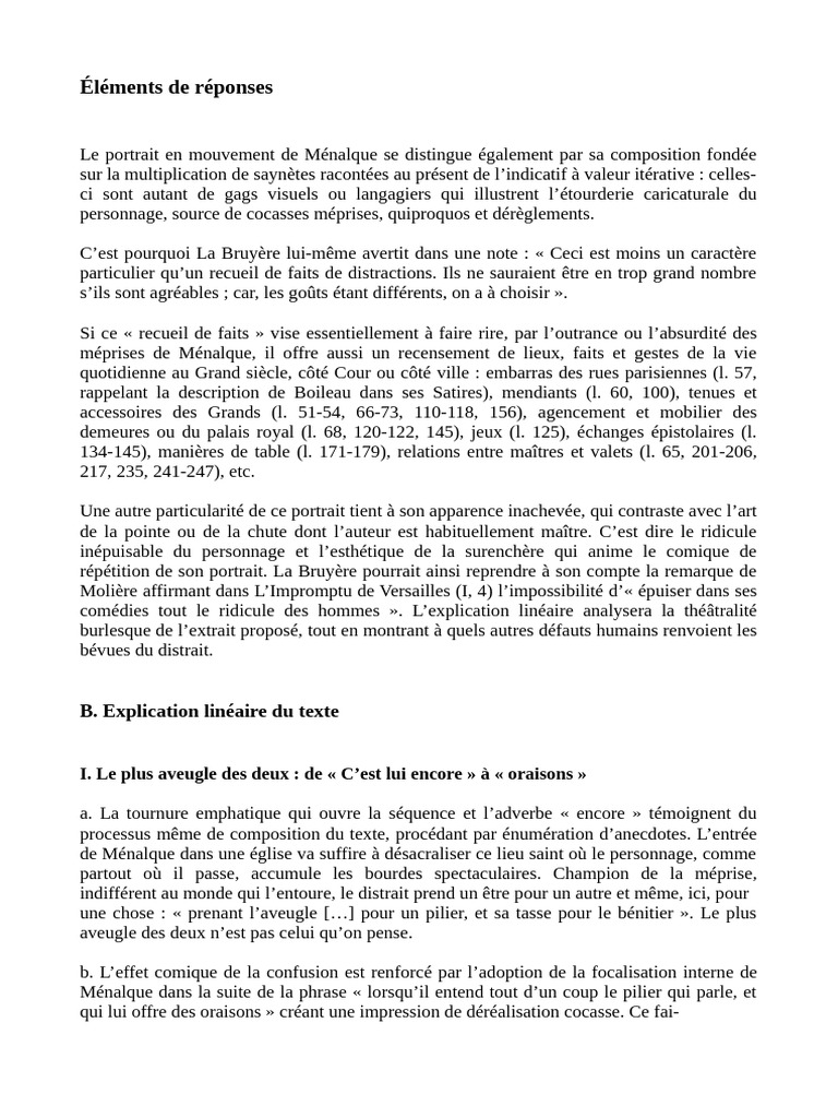 Explication Linéaire Ménalque | PDF