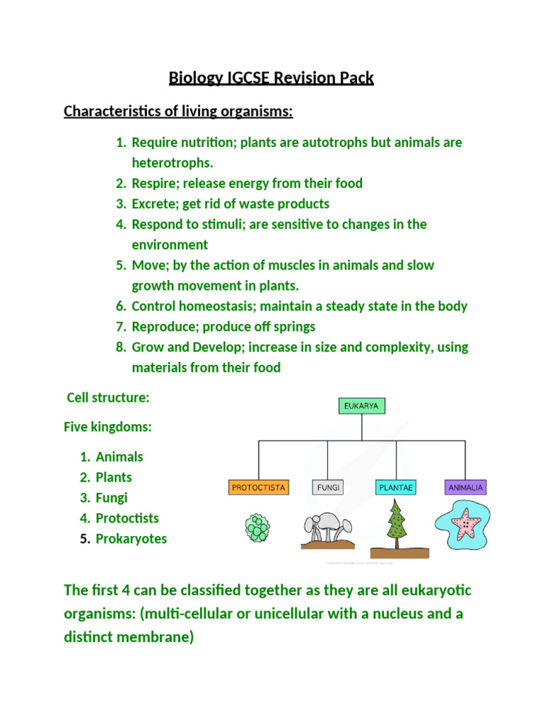 Biology IGCSE Rev Pack | PDF