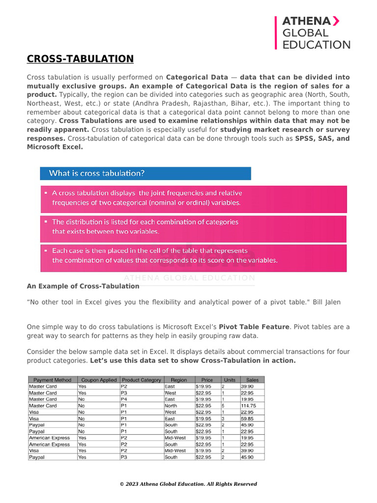 Cross Tabulation | PDF
