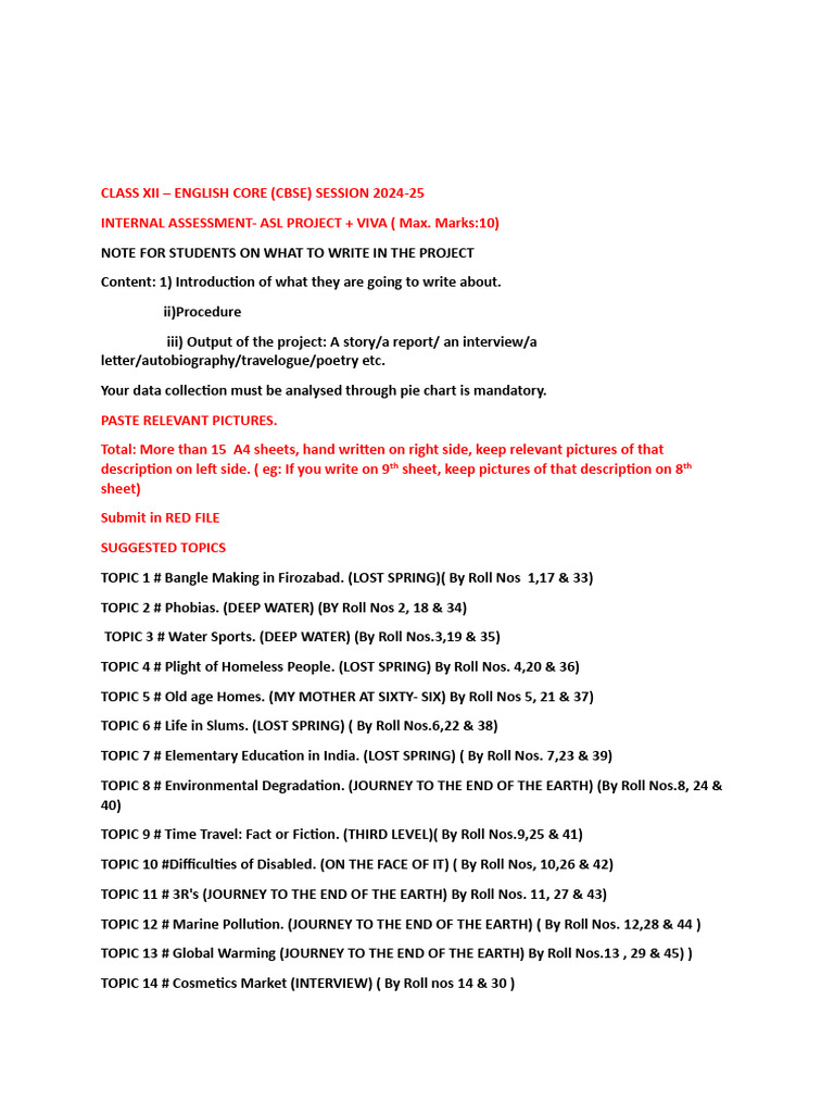 Class Xii. English - Project. (1) | PDF