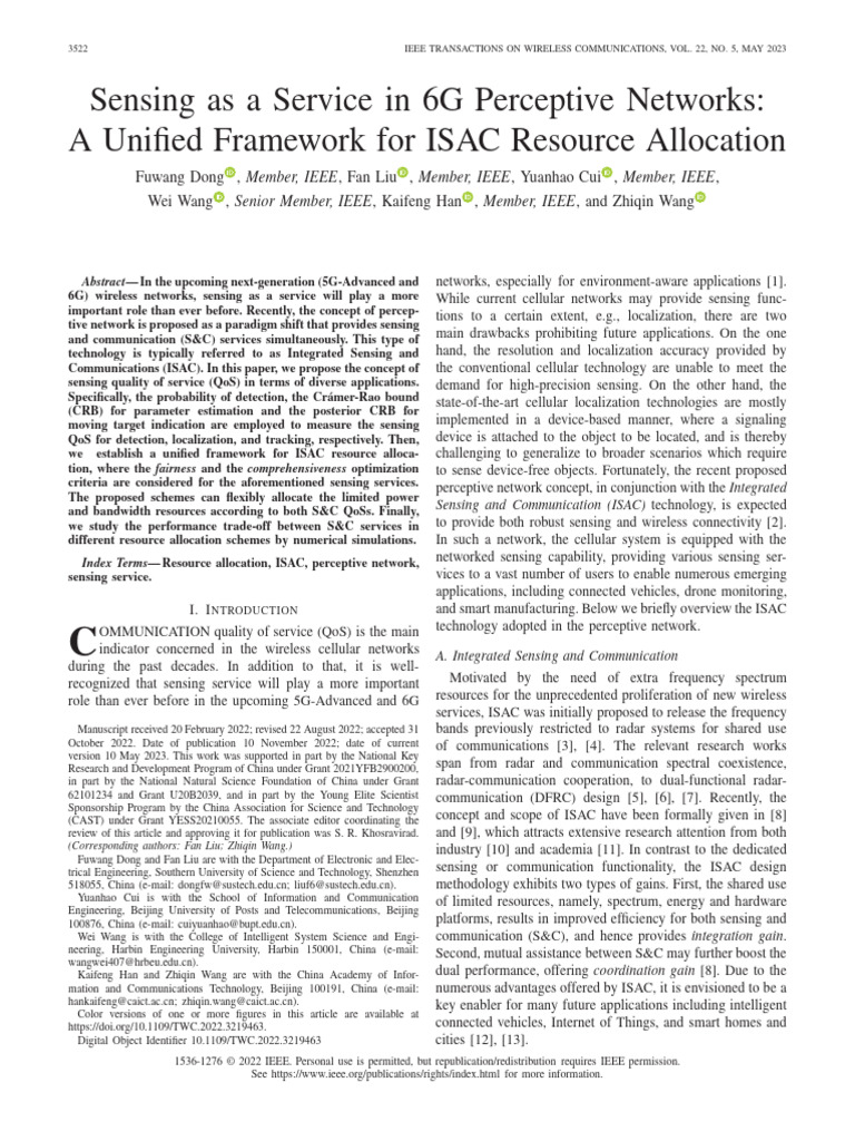 Sensing As A Service In 6g Perceptive Networks A Unified Framework For Isac Resource Allocation