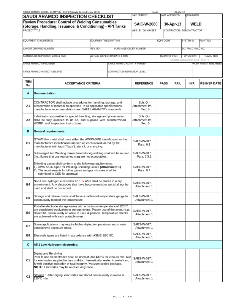 SAIC-W-2080 Rev 6 | PDF