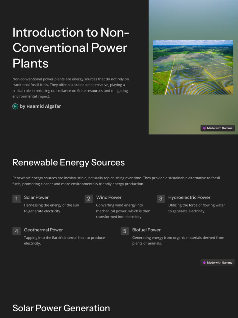 Introduction To Non Conventional Power Plants | PDF