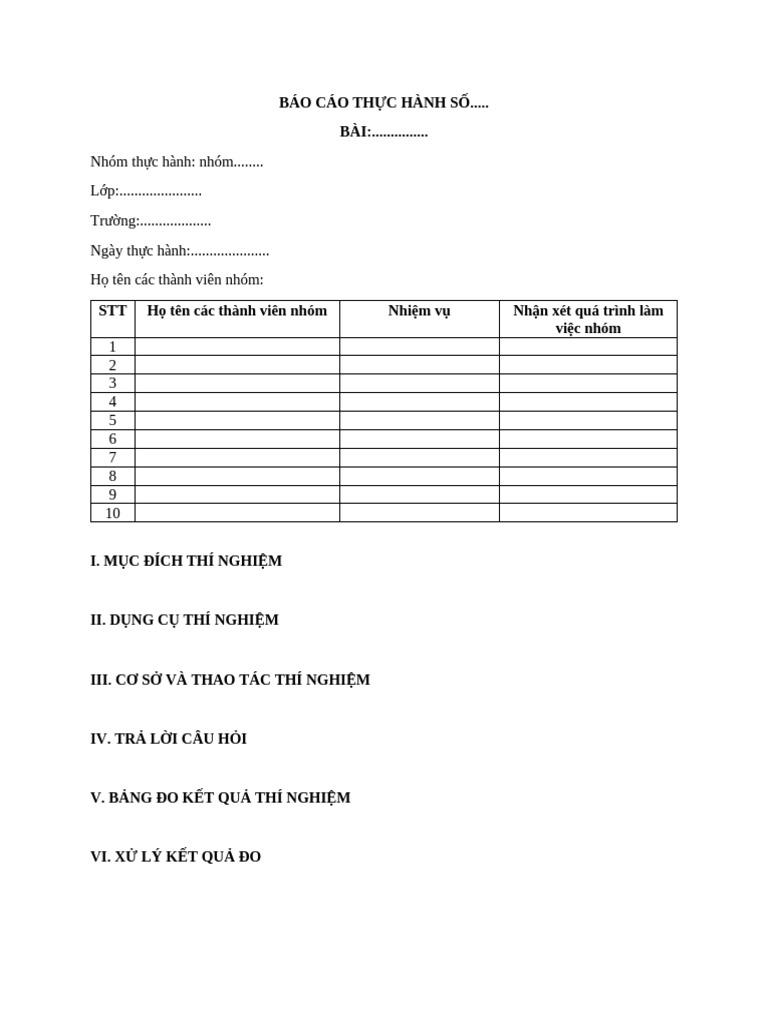 Mau Bao Cao Thuc Hanh | PDF