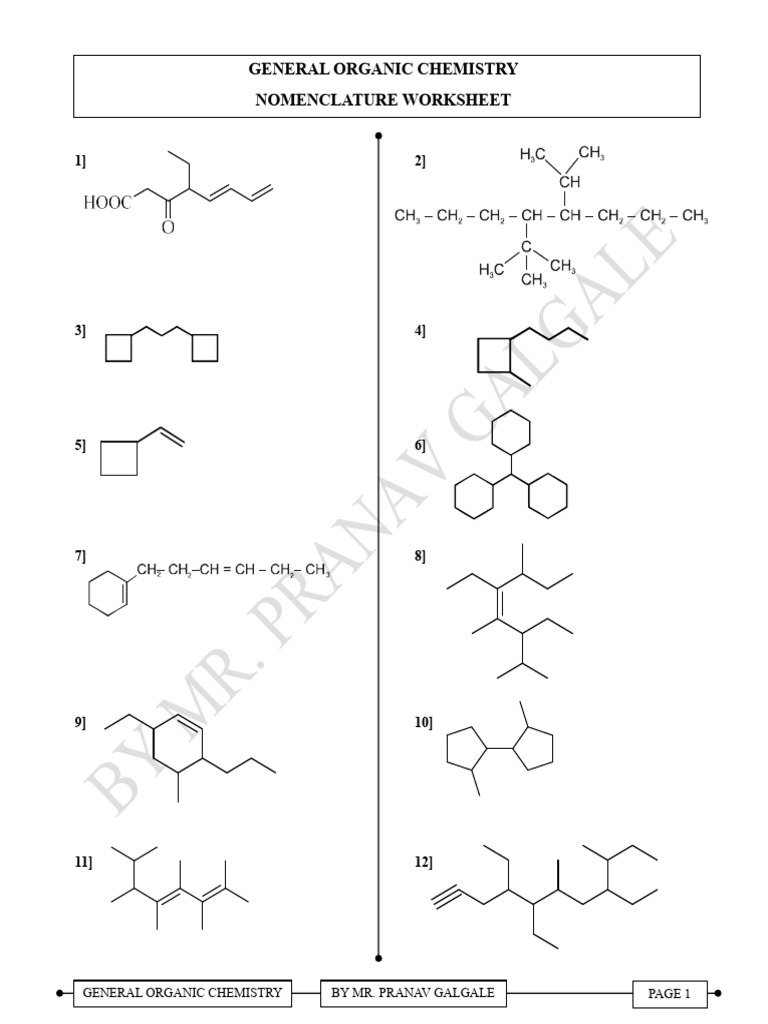 Nomenclature Worksheet | PDF