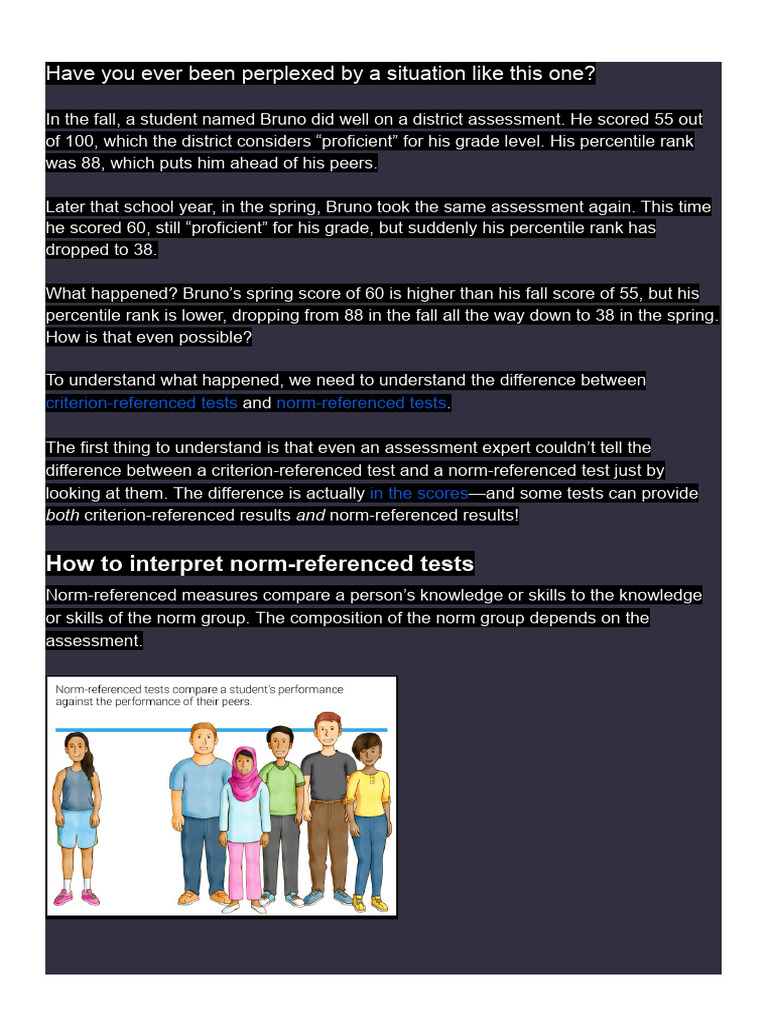 Norm-Referenced Testing Worksheet | PDF