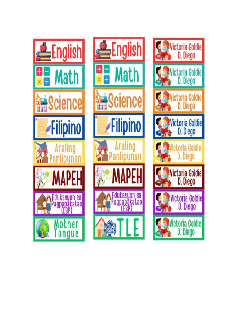 SUBJECT NAME TAGS | PDF