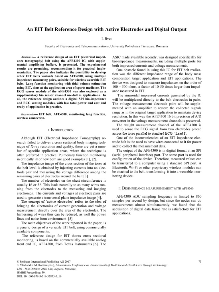 An EIT Belt Reference Design With Active Electrodes and Digital Output ...