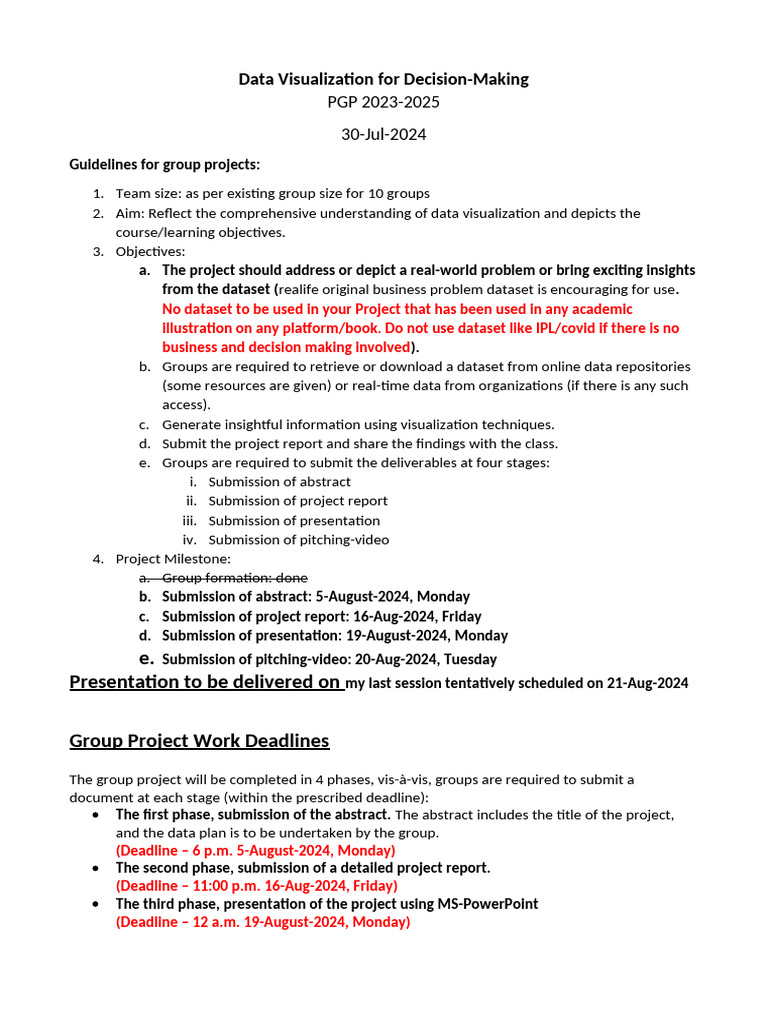 Project - Guidelines - For - Stages 30 Jul 2024 | PDF