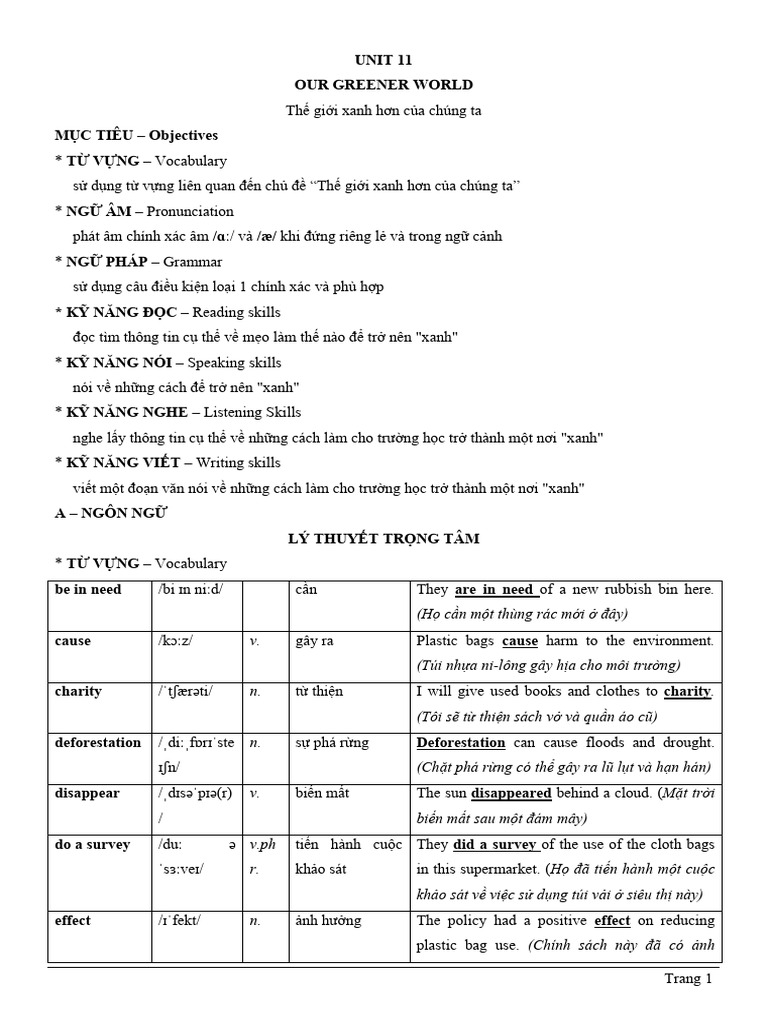 Unit 11 - Our Greener World | PDF