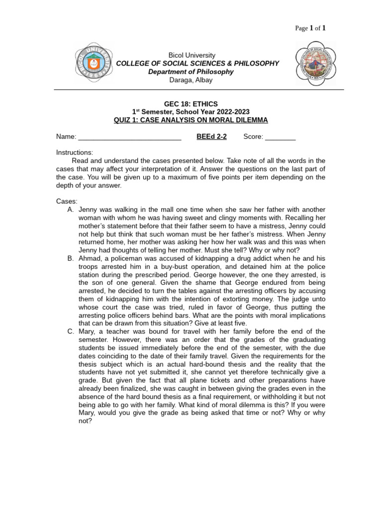 Ethics Case Analysis 2 | PDF