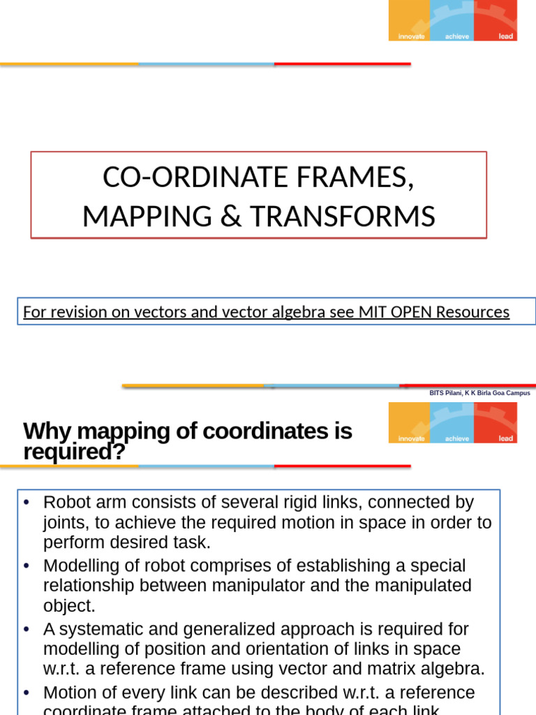 CO-ORDINATE FRAMES, MAPPING TRANSFORMS | PDF