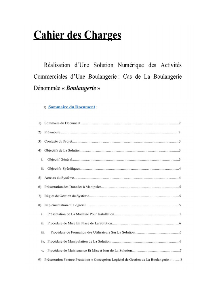 Cahier de charge JavaScript | PDF