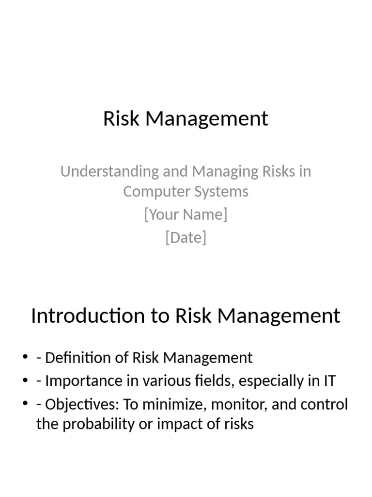 Risk Management Presentation | PDF