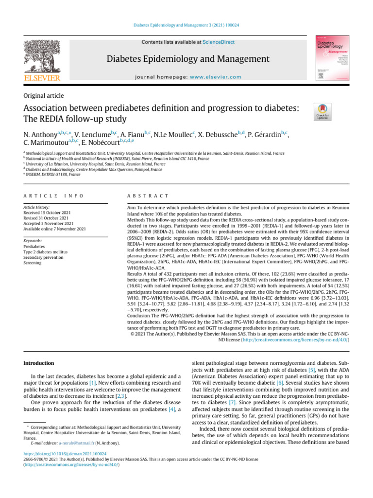 Association Between Prediabetes Definition and Progression To Diabetes ...