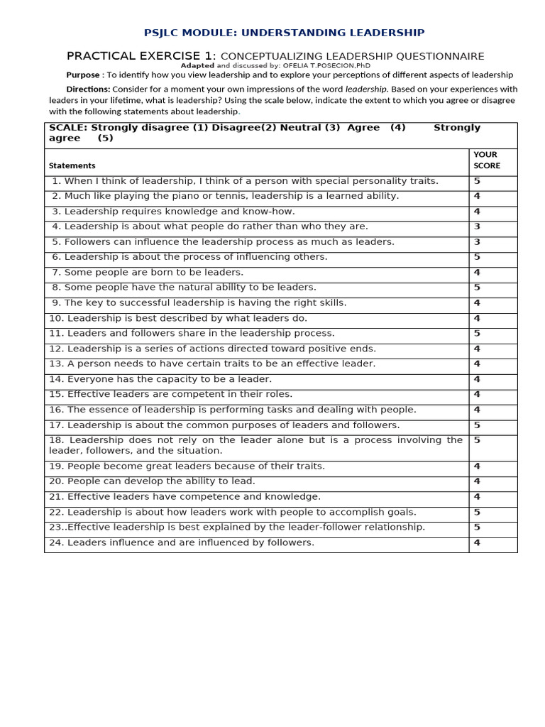3PSJLC Module Understanding Leadership | PDF