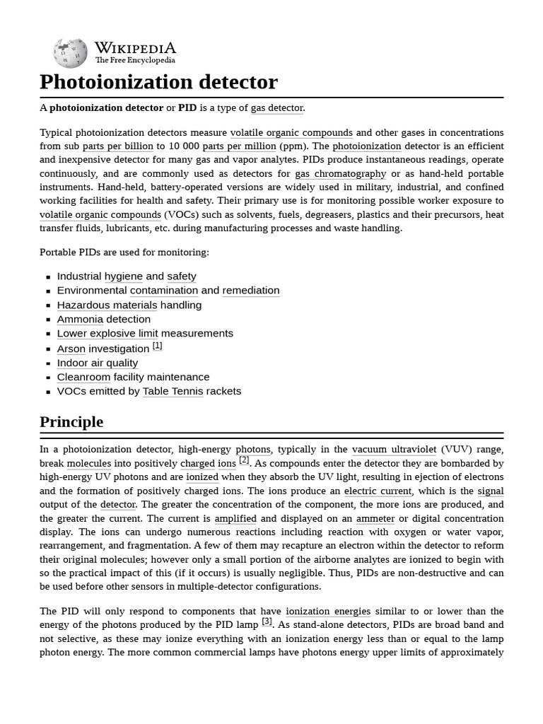 Photoionization Detector | PDF