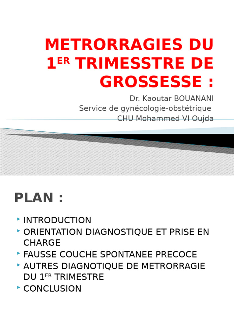 Metrorragies Du 1er Trimesstre de Grossesse | PDF