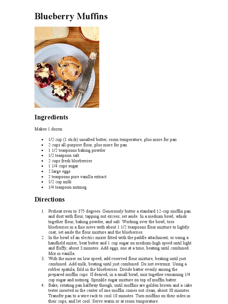 Easy Blueberry Muffin Recipe | PDF