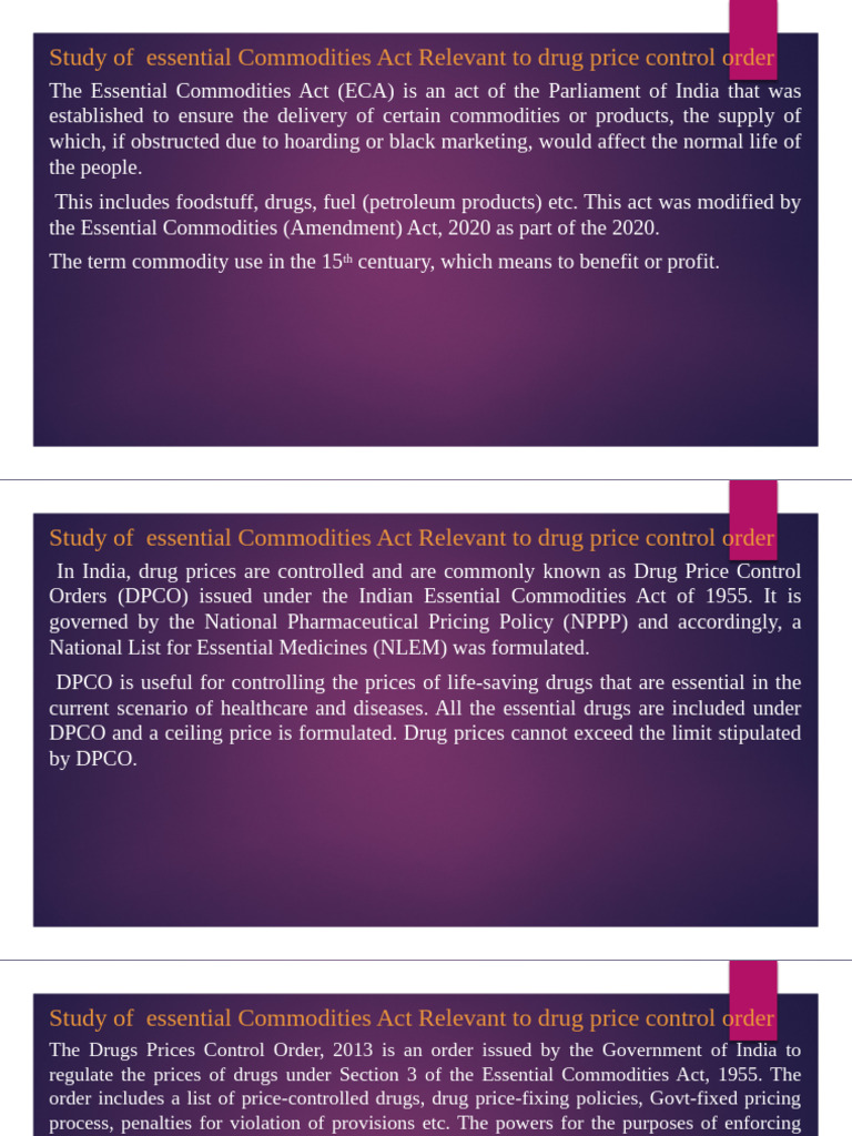 Essential Commodities Act Relevant To Drug Price Control Order | PDF