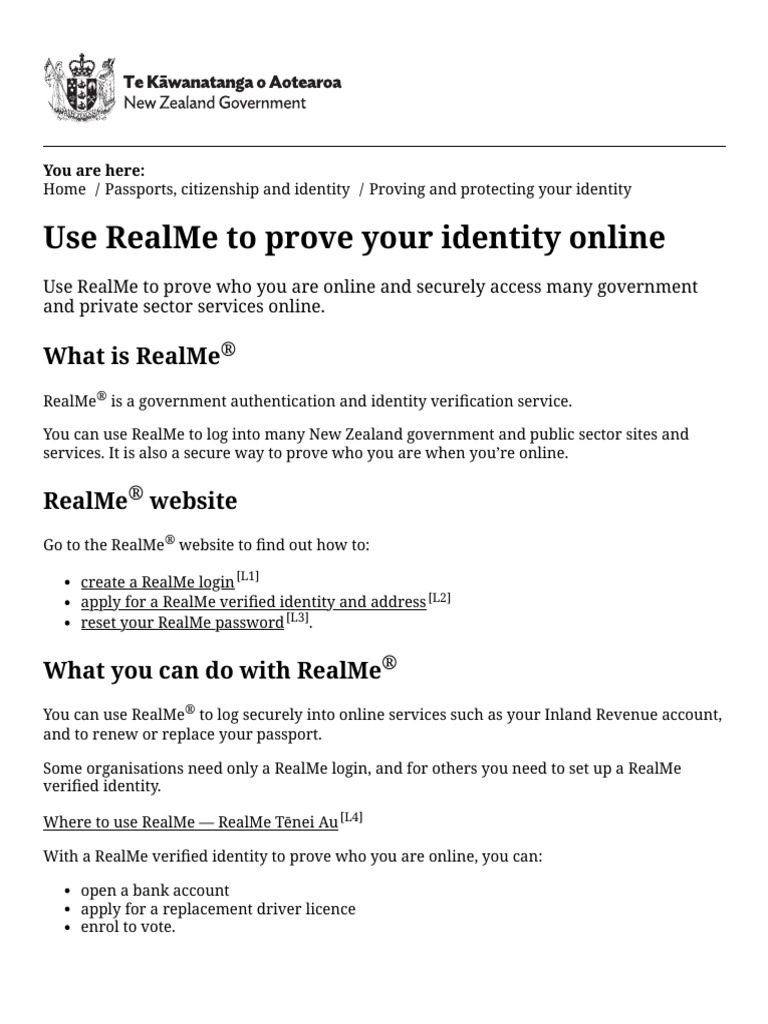Use RealMe To Prove Your Identity Online - New Zealand Government | PDF