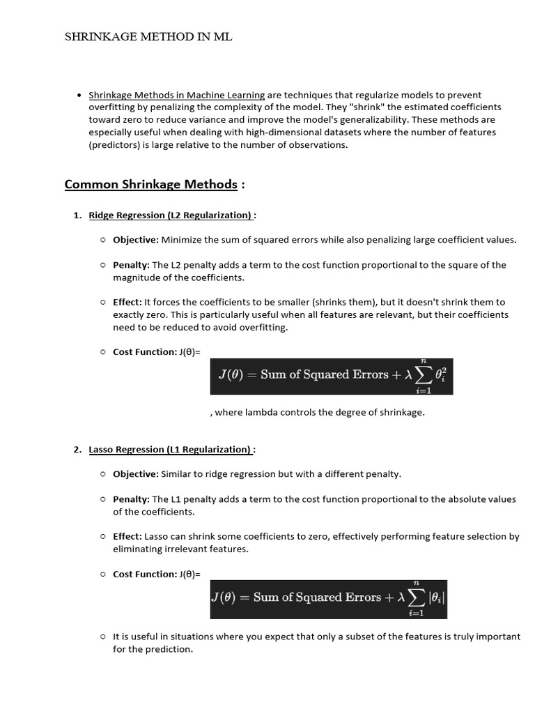 Shrinkage Method | PDF
