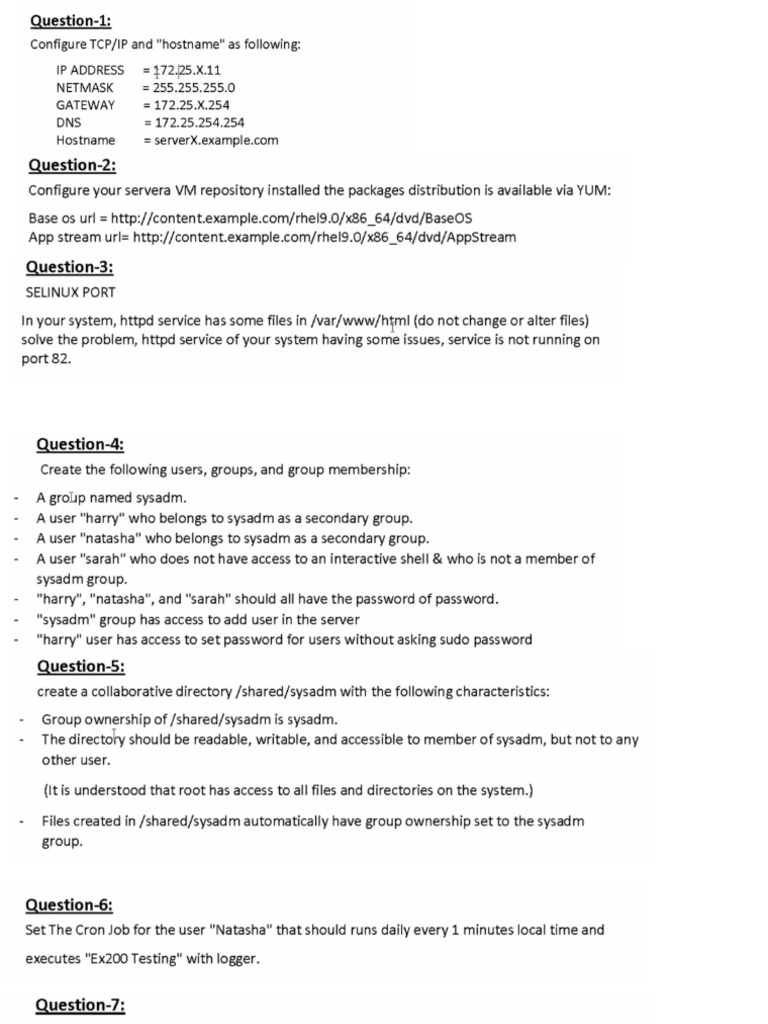 RHCSA Questions | PDF