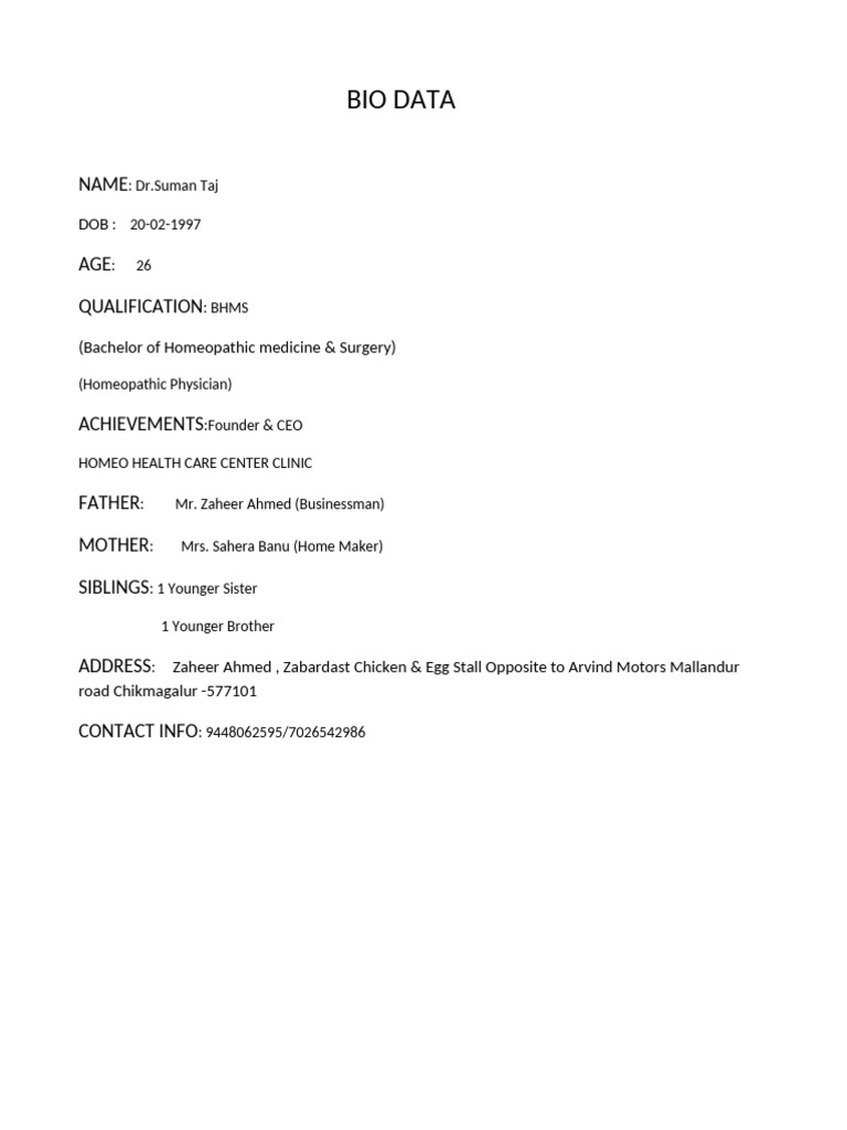BIO DATA | PDF