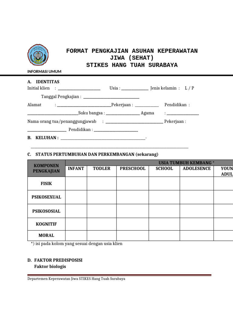 Form Askep Jiwa Sehat | PDF
