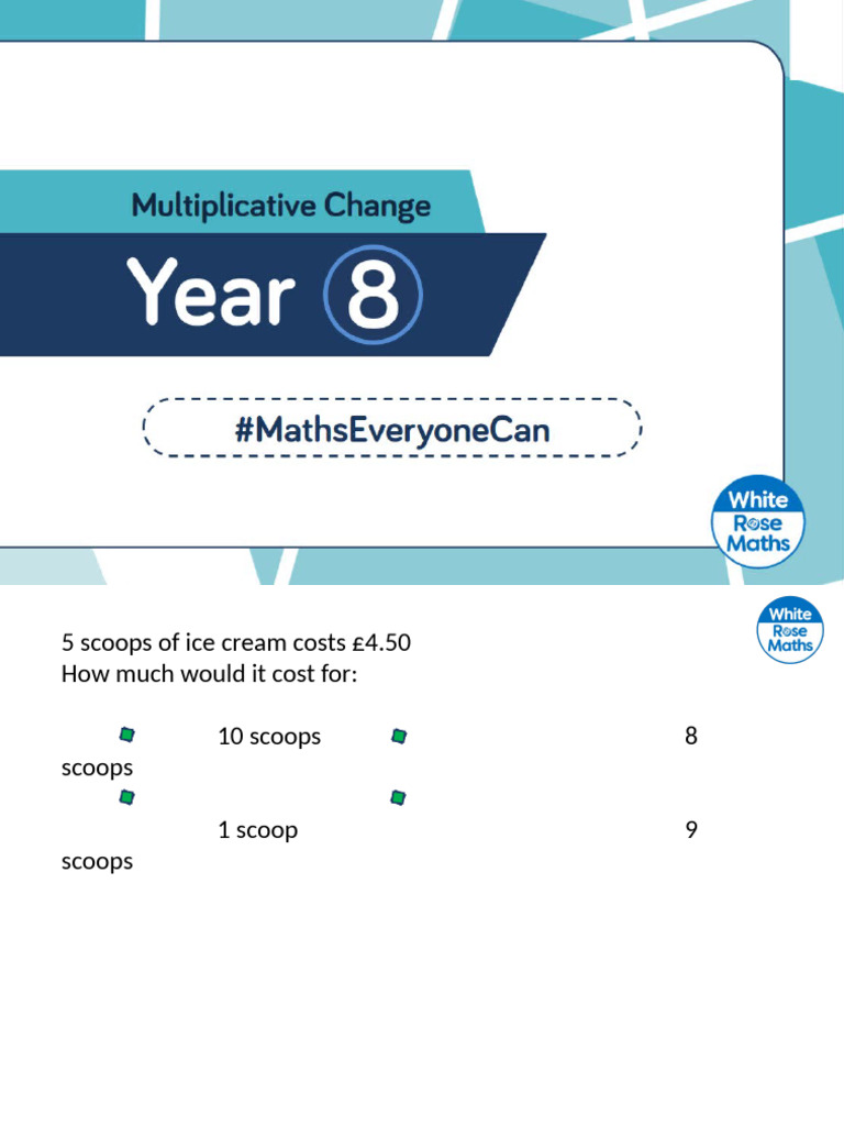 Year 8 Autumn 2 Multiplicative Change Exemplar Questions and Answers | PDF