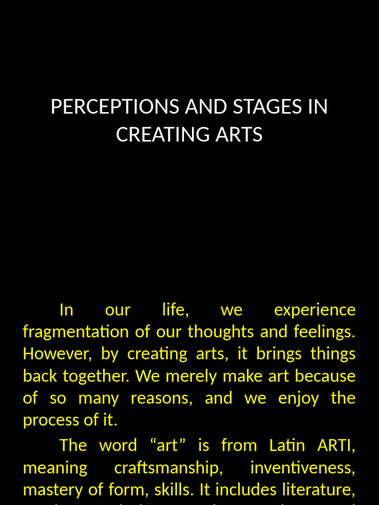Perception and Stages in Creating Arts | PDF