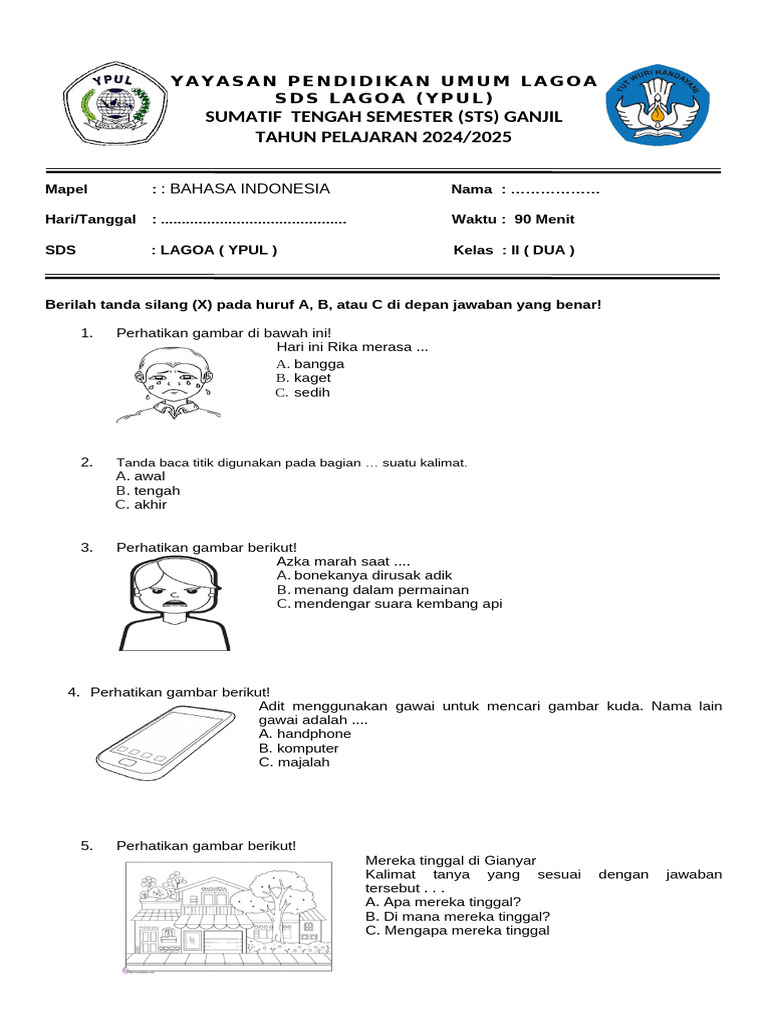 PTS Bahasa Indonesia KLS 2 SM1 | PDF