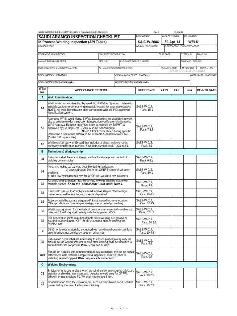 SAIC-W-2086 Rev 6 | PDF