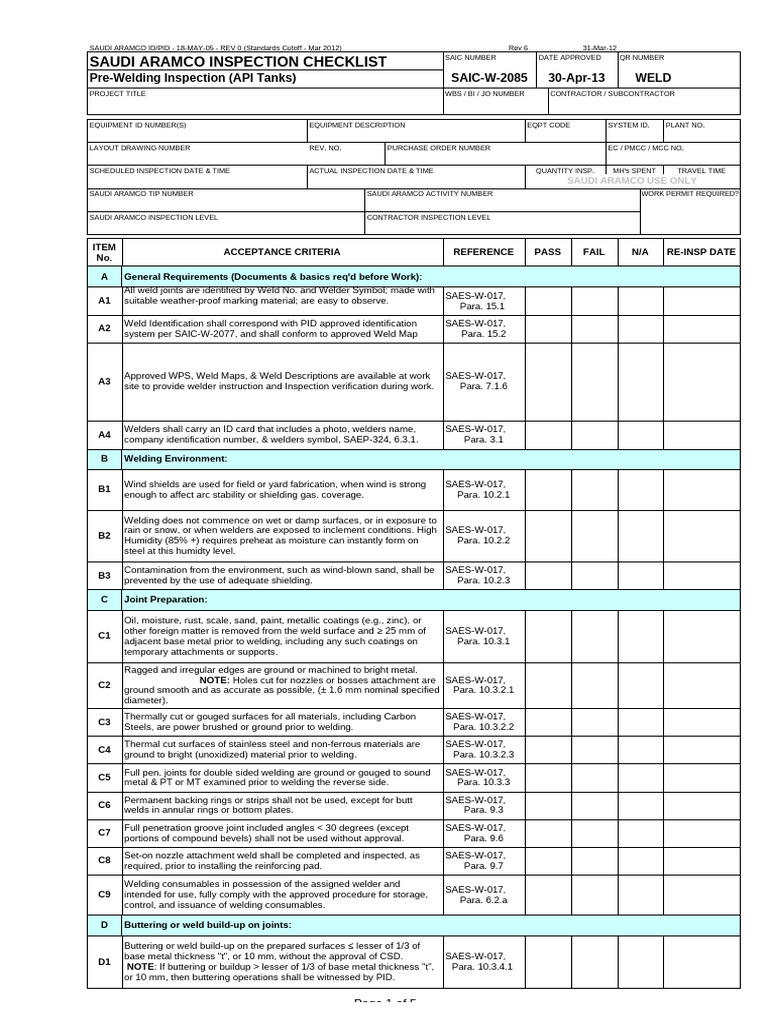 SAIC-W-2085 Rev 6 | PDF