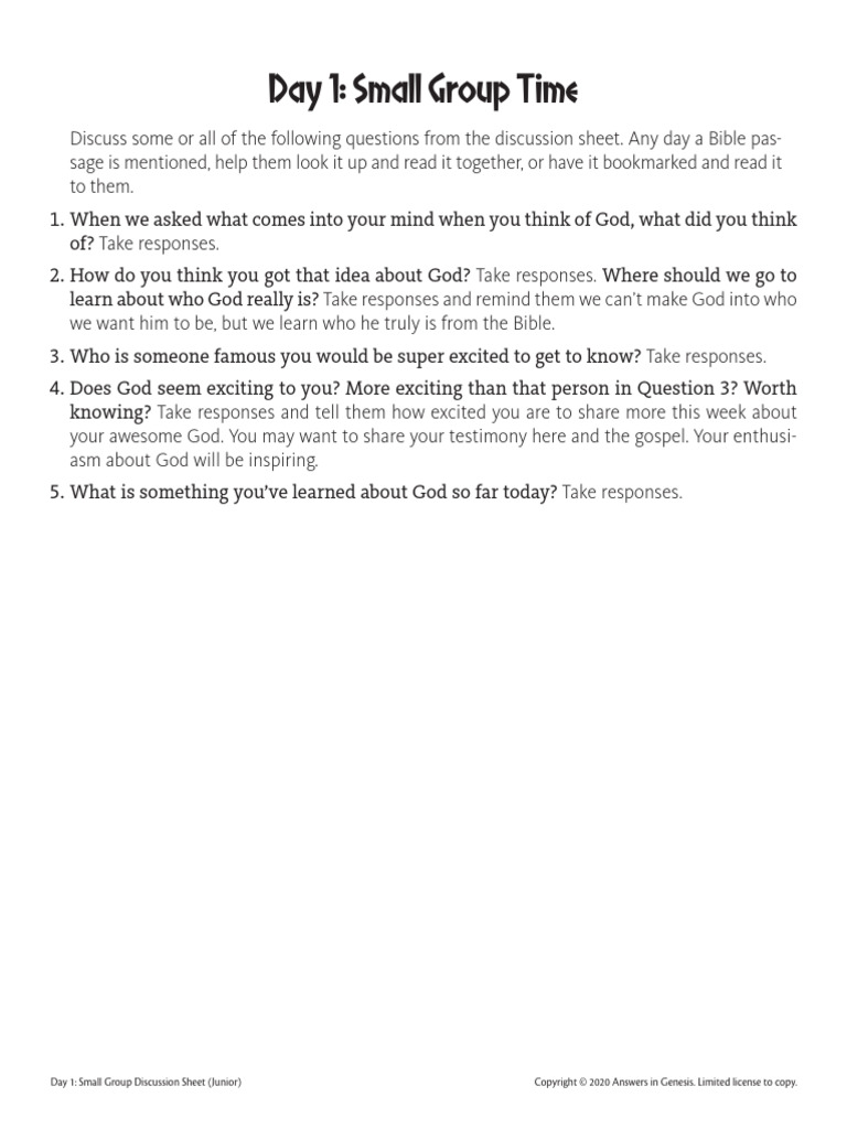 Small Group Discussion Sheets | PDF