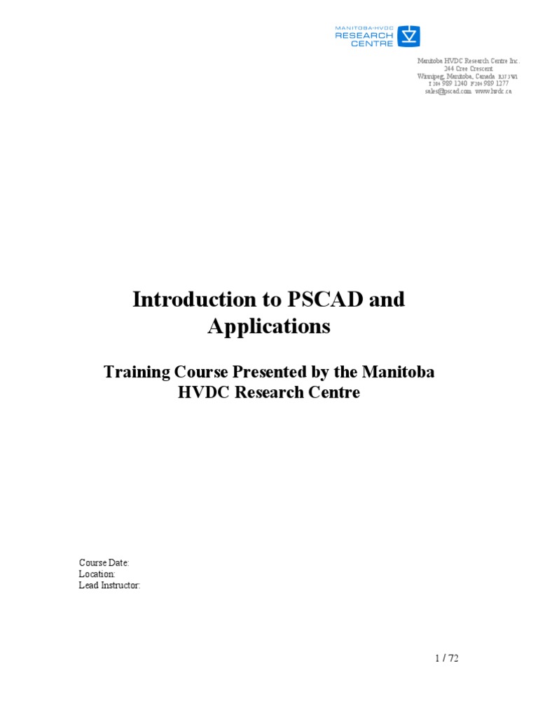 PSCAD Training Course Overview | PDF | Science & Mathematics ...