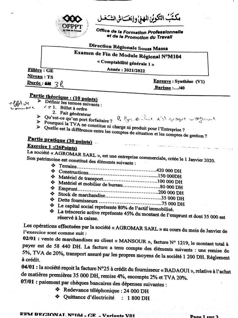 EFM M 104 CG1 2021-2022 SM | PDF