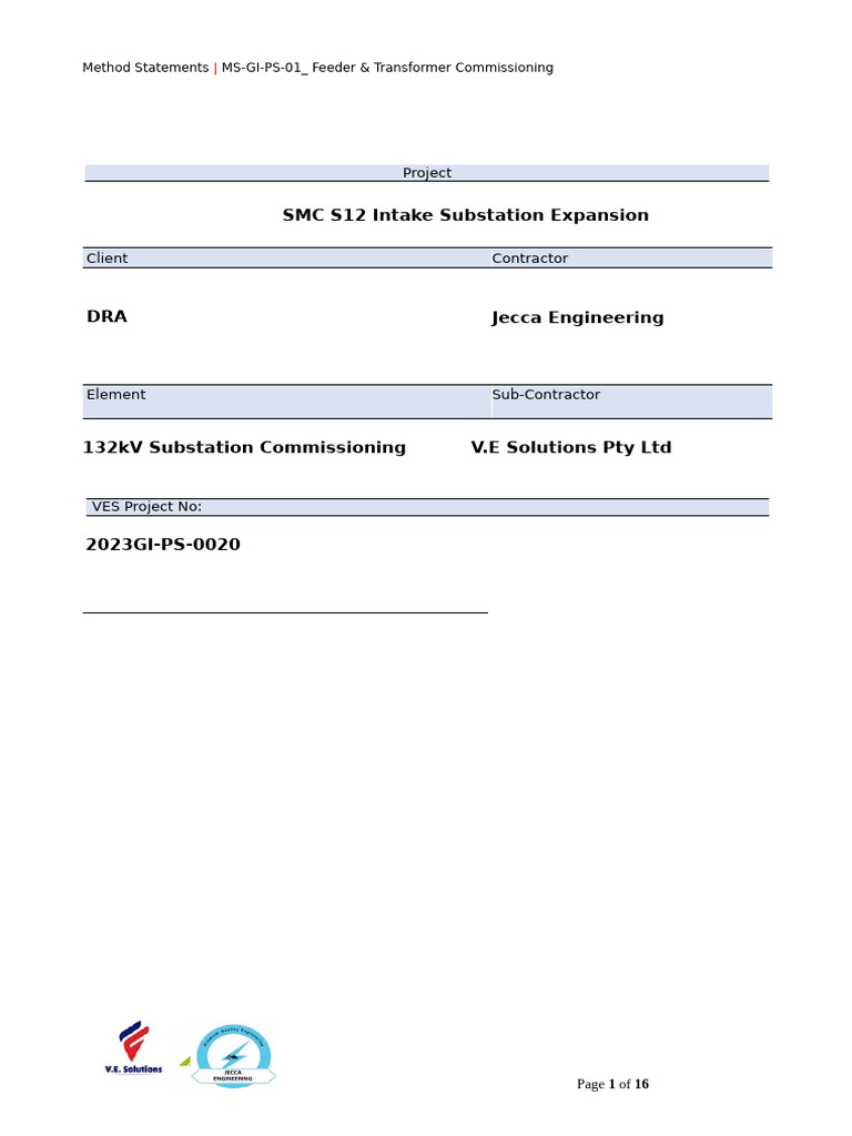 SMC S12 132kV Intake Substation Commissioning Methodology - VES2024 ...