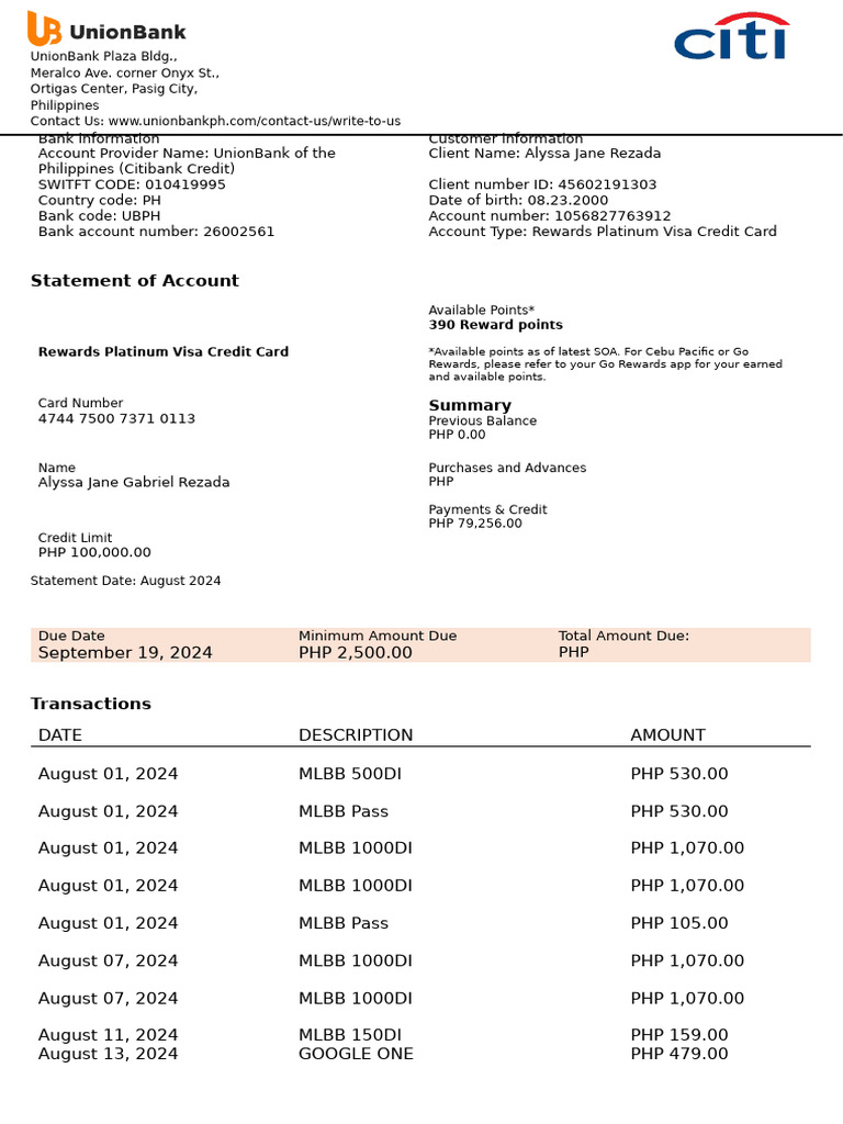 SOA Union Bank | PDF