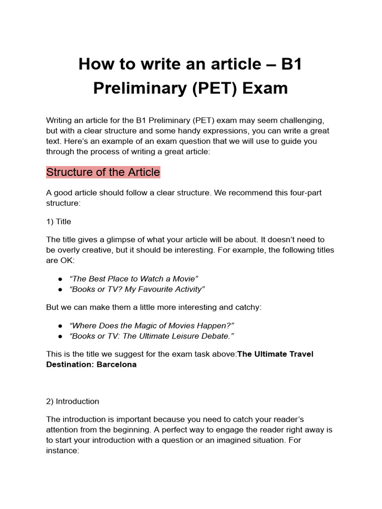 How To Write An Article B1 | PDF