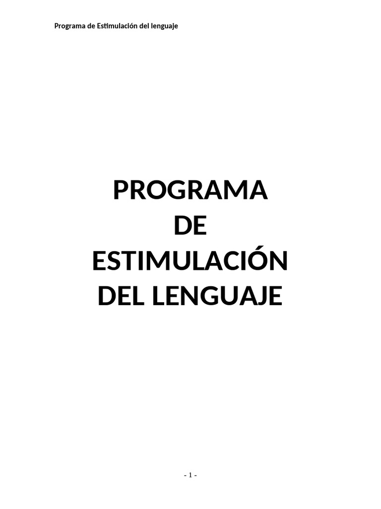 Programa de Estimulación Del Lenguaje | PDF