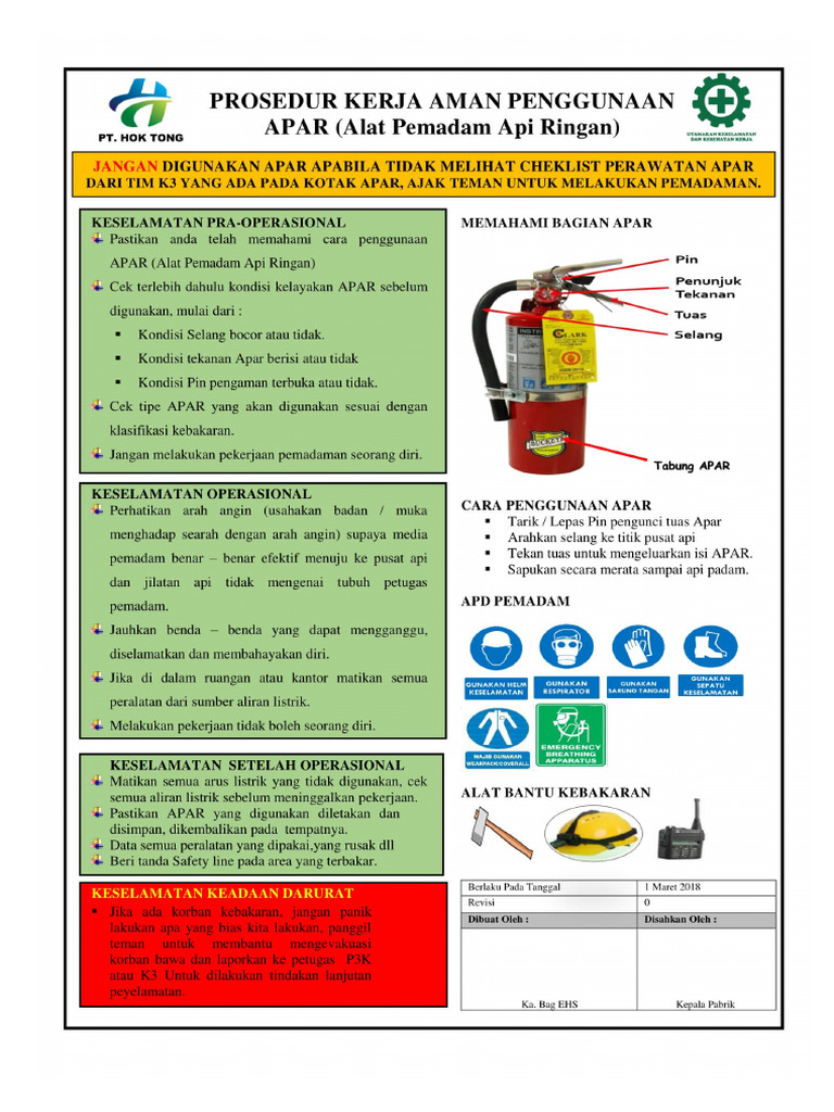 SOP Penggunaan Apar (OK) | PDF