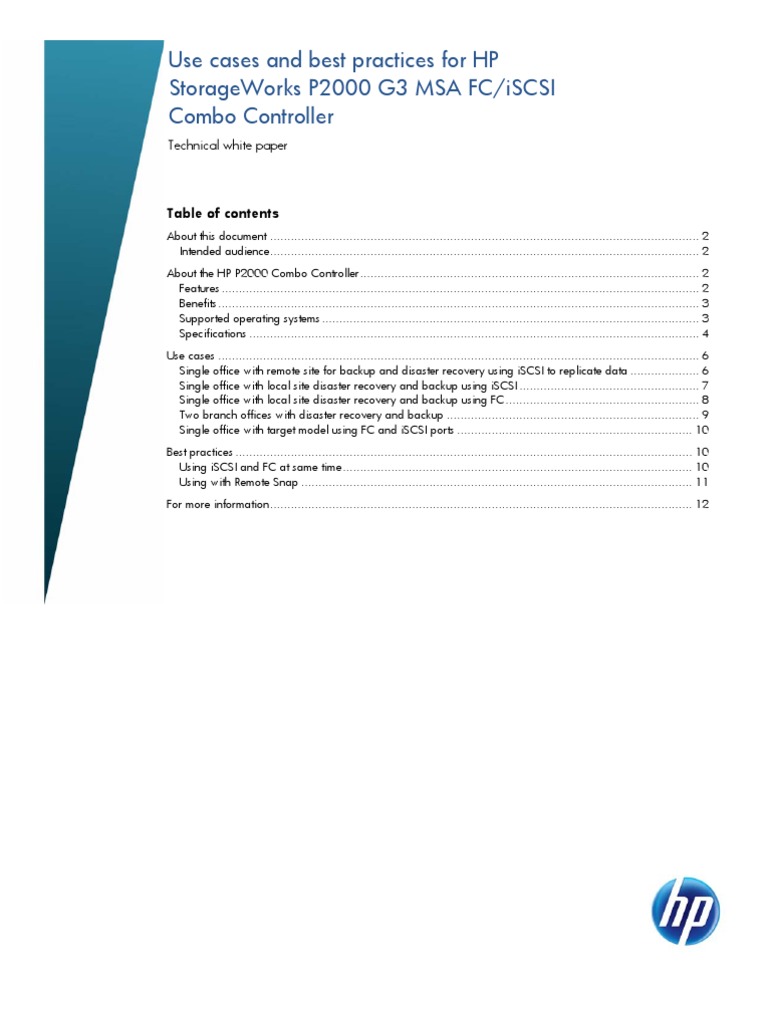 Use Cases and Best Practices For HP Storageworks P2000 G3 Msa Fc/Iscsi ...