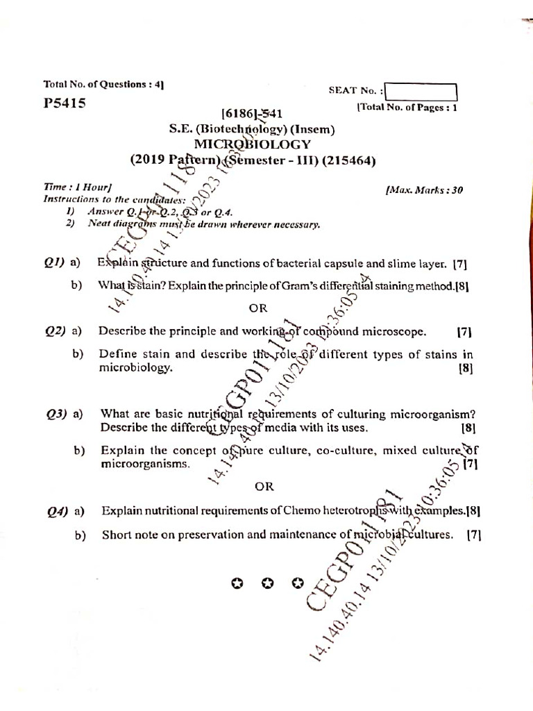 Insem Question Paper Sem 3 | PDF