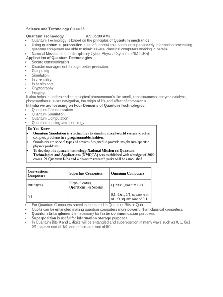 Science and Technology Class 13 | PDF