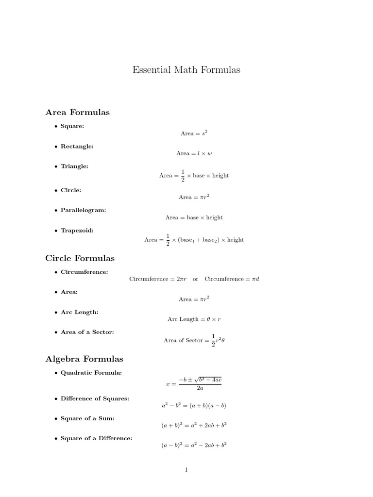 Formula Maths | PDF