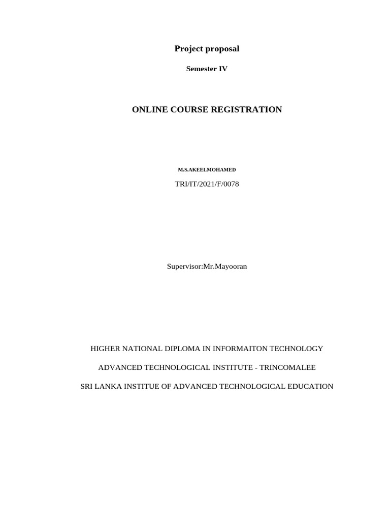 Online Course Registration Proposal | PDF